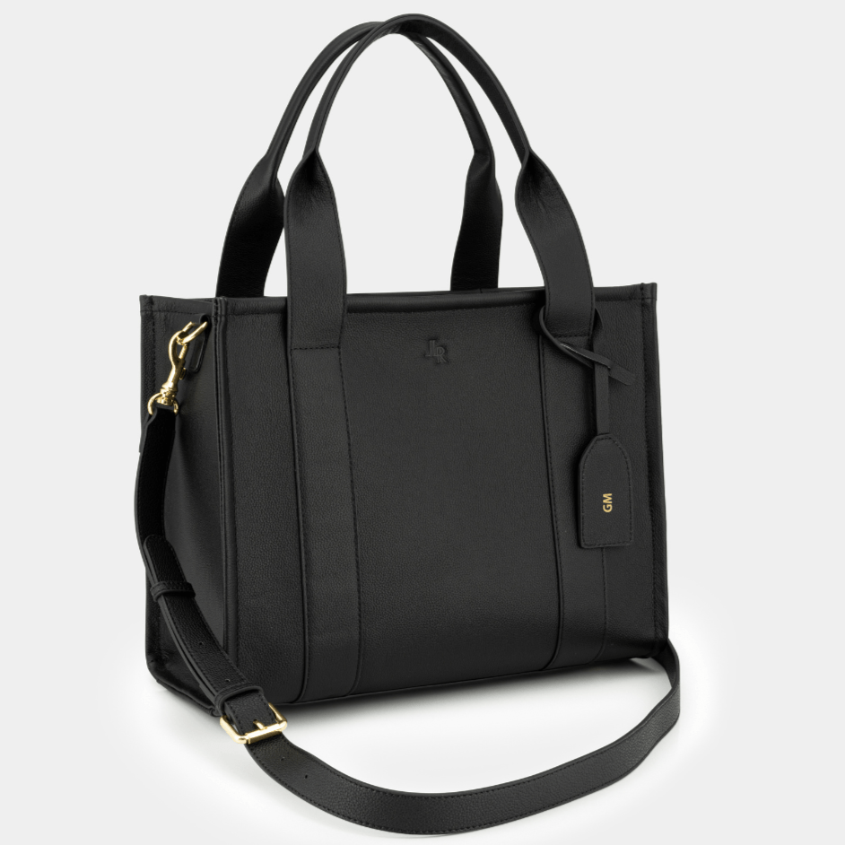 Medium Taylor luxe leather tote bag Black